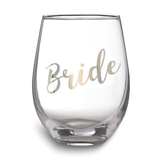 Curata Lillian Rose Gold-Tone Bride Stemless Wine Glass - Bed Bath ...