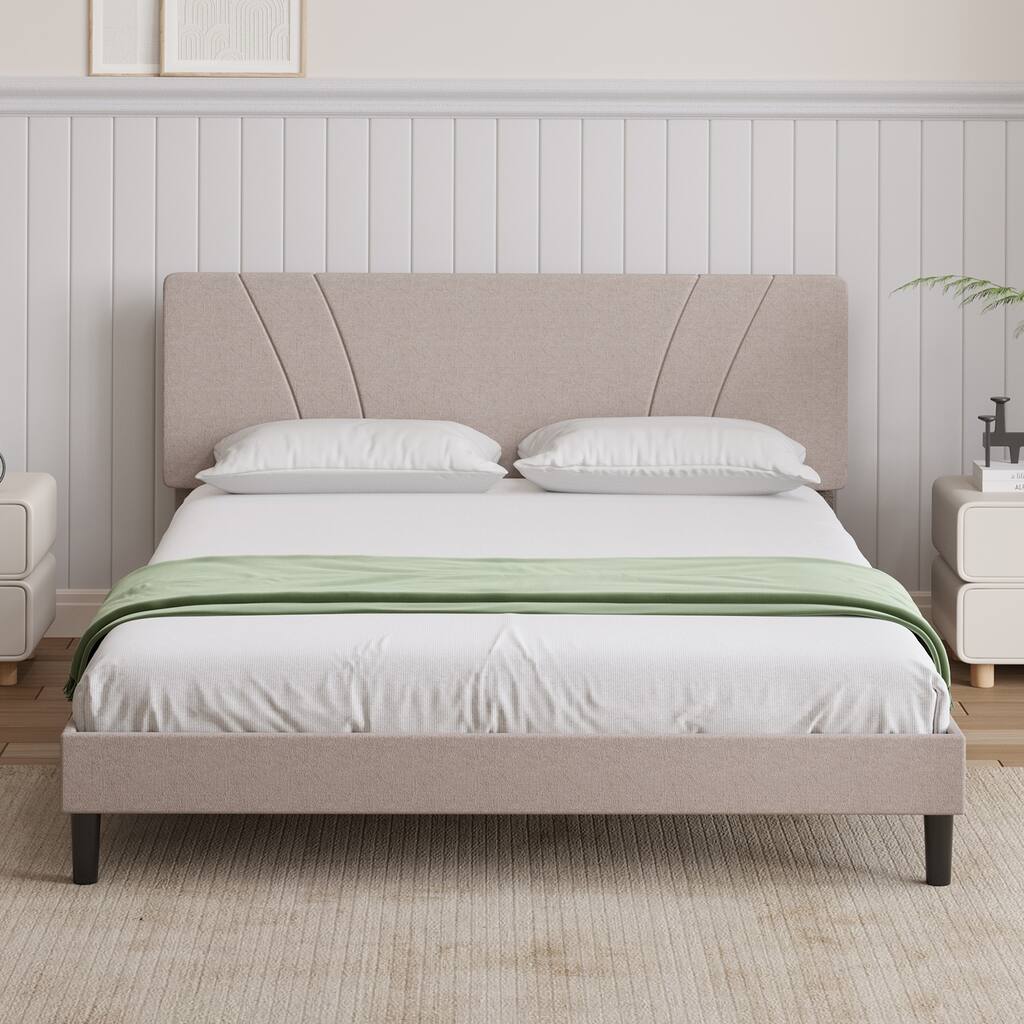 Novilla Camas Upholstered Bed Frame, Headboard,Wooden Slats Support ...