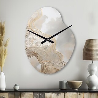 Designart - Gold And Grey Linear Expressions V - Abstract Line Art ...