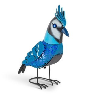 15.75 in. Solar Powered Metal Blue Jay Garden Decor - Bed Bath & Beyond ...