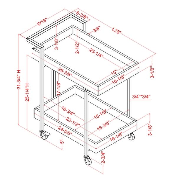 Atos Industrial Antique Finish Metal 2-Shelf Serving Cart by Furniture ...
