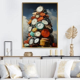 Designart "Watches Watchtower Surreal" Watches Framed Canvas Wall Art ...