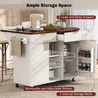 Rolling Kitchen Island with Drop Leaf, Kitchen Storage Cart Wood Island ...