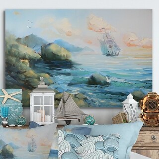 Designart "Italy Coast Sea Painting" Nautical & Coastal Canvas artwork ...