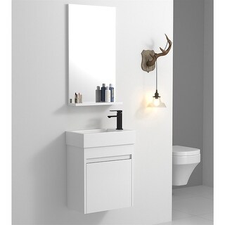 Bathroom Vanity with Sink, Wall Mounted Cabinet Set for Small Space ...