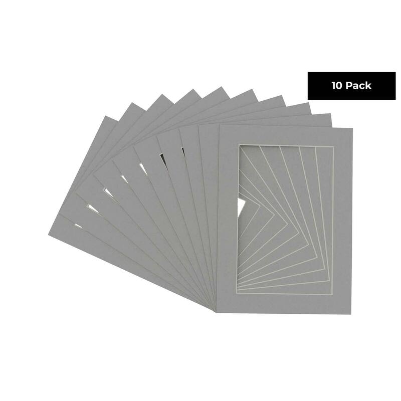 Pack of TEN 8x12 Mats Bevel Cut for 6x10 Photos - Acid Free Mid Grey ...