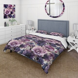 Designart "Shadowed Blossoms Moody Patterns I" Beige Cottage Bedding ...