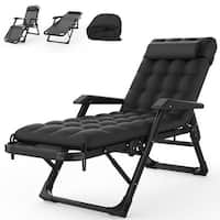 Patio Reclining Adjustable Chaise Lounge with Removable Cushion,Black ...