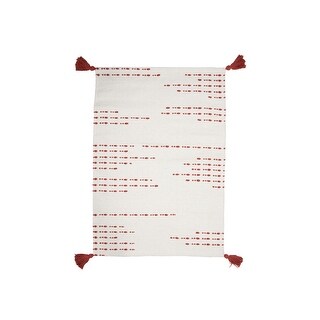 Foreside Home & Garden Cream and Red Hand Woven 2 x 3 Foot Cotton Area ...
