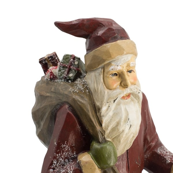 Seasonal Abode Resin Santa with Walking Stick and Knapsack - Bed Bath ...