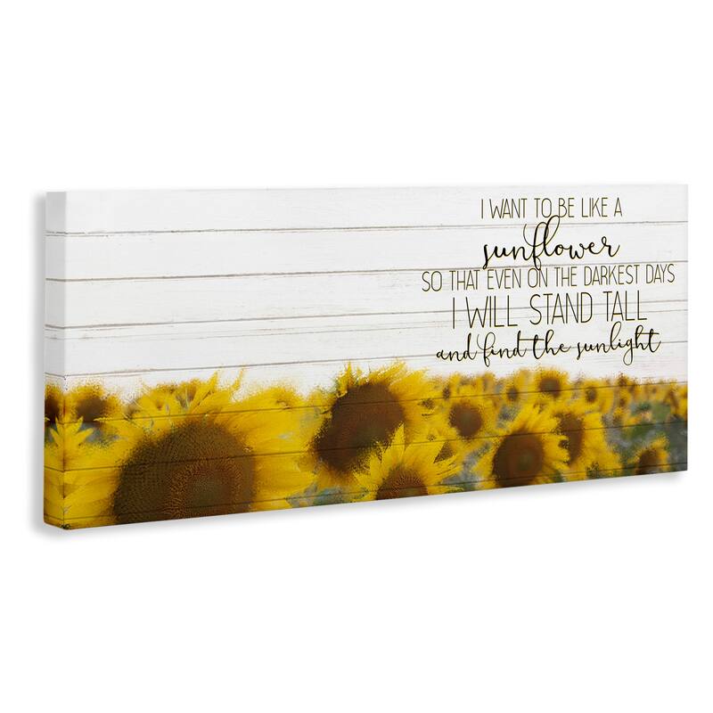 Stupell Be Like A Sunflower Wood Texture Inspiring Word Design Canvas ...