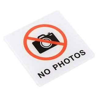 No Photos Sign Adhesive Indoor Outdoor Label Wall Mount Sticker - White ...