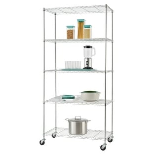 TRINITY BASICS® EcoStorage® 5-Tier 36x18x72 Chrome Wire Shelving w ...