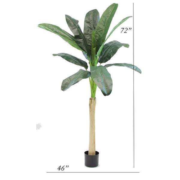 The Mod Greenhouse Faux Green Banana Tree in a Black Matte Planter Pot ...
