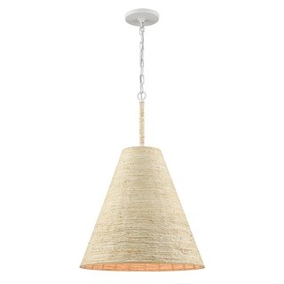 Elk Home Abaca Textured White Finish With Abaca Rope Shade Pendant ...