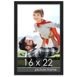 16x22 Lacquer Black Complete Wood Picture Frame with UV Acrylic, Foam ...