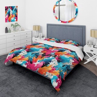 Designart "Artistic Paint Splash Dance" Modern Bedding Set With Shams ...