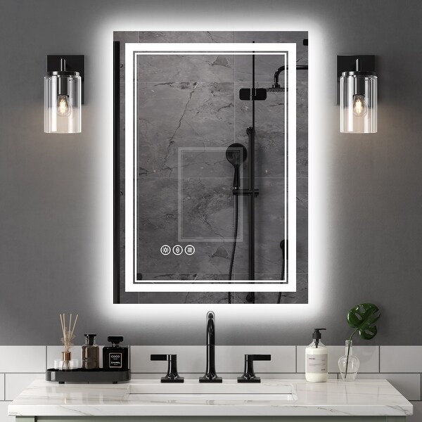 Extra Large LED Lighted Bathroom Mirror Wall Anti-Fog Vanity 3 Colors ...