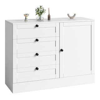 4 Drawer Dresser with Door, Wide Chest of Drawers Closet Organizers ...