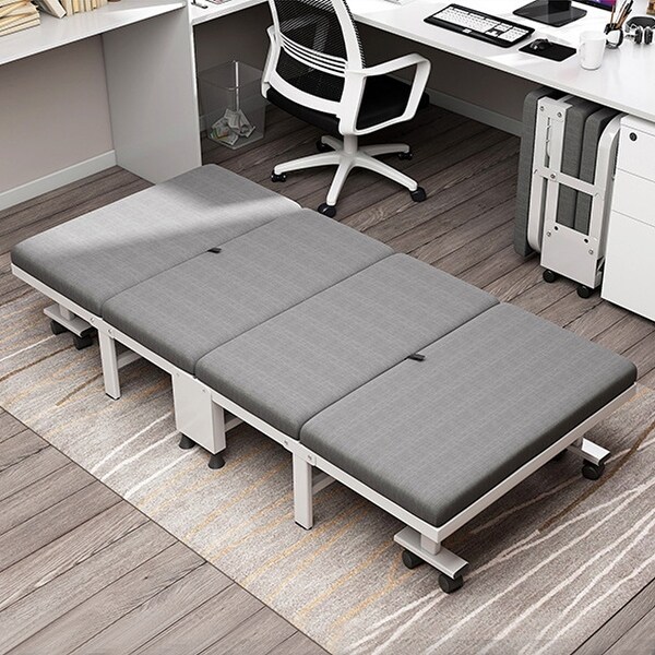 Hansabenne Rollaway Folding Bed Ottoman Bed with Portable Memory Foam Mattress Queen