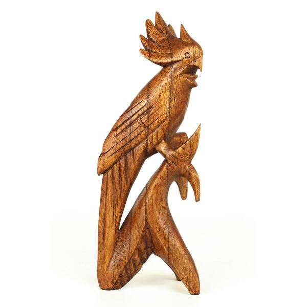 Wooden Hand Carved Cockatoo Parrot Bird Statue Figurine Sculpture Art ...