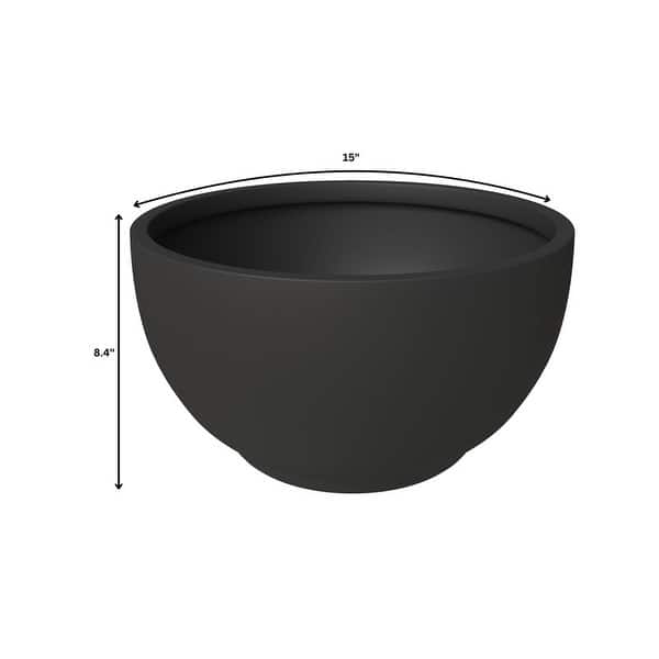Grove Modern Round Fiberstone and MgO Clay Plant Pot with Drainage ...