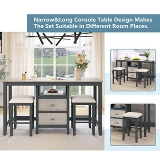 Rectangular 3-piece Breakfast Nook Dining Table Set w/Drawers & Stools ...