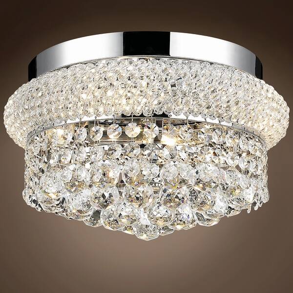 Bagel Design 4 Light 12" Chrome Flush Mount With Clear Swarovski ...