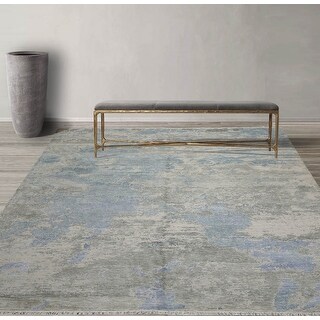 Hand Knotted Sherpa Beige Tibetan Wool Modern Oriental Area Rug - 9' x ...