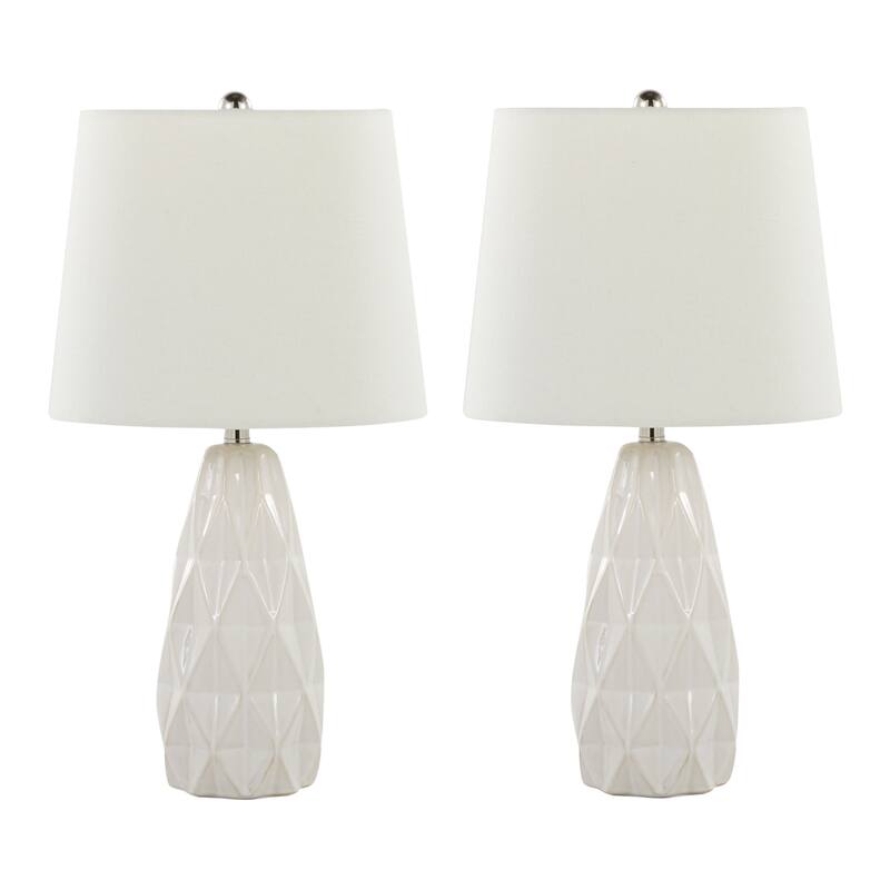 Hex 20" Ceramic Table Lamp w/ Faceted Base & Linen Shade (Set of 2 ...