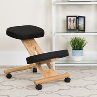 Mobile Wooden Ergonomic Kneeling Office Chair in Fabric - Bed Bath ...