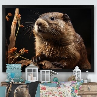 Designart "Beaver Portrait" Animals Framed Wall Art Prints - Bed Bath ...