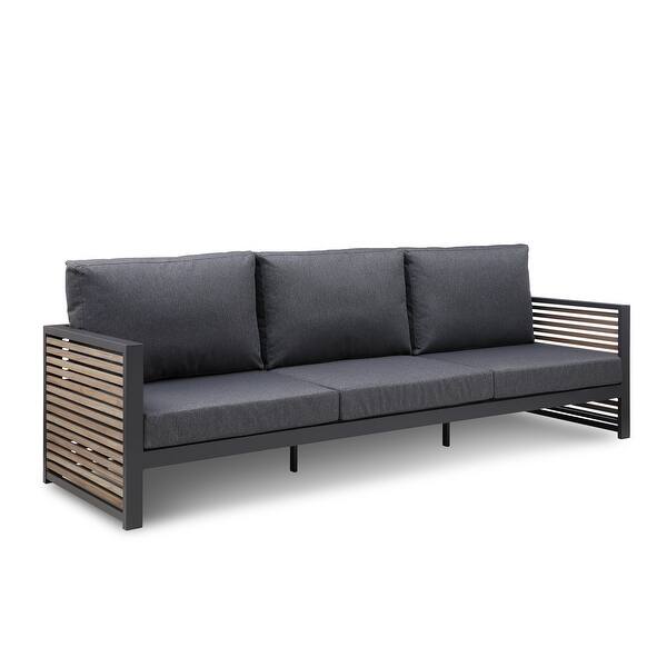 Cadora Teak Patio Sofa 3-seater 99.2" with Custom Cover - Bed Bath ...