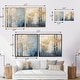Designart "Minimalism Gold And Blue Trees Scene V" Trees Framed Art Set ...