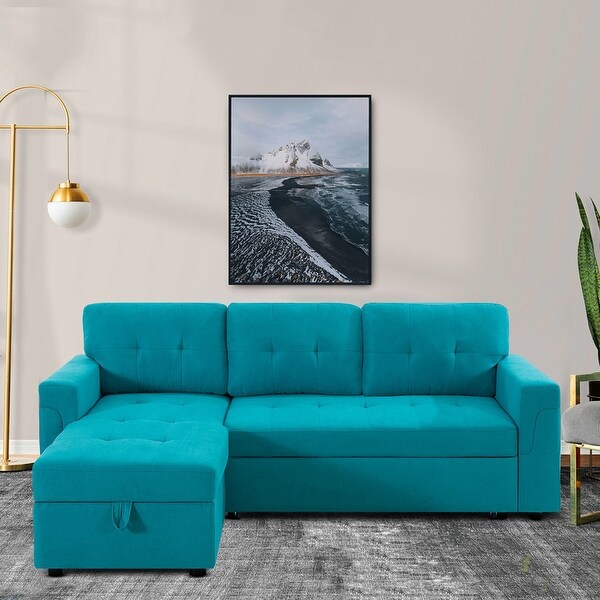 Reversible Sectional Sofa with Pull Out Sleeper Bed Hidden Storage Chaise Durable Legs On Sale Bed Bath Beyond 37753800