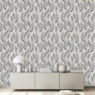 Grey Leaves Wallpaper Peel and Stick and Prepasted - Bed Bath & Beyond ...