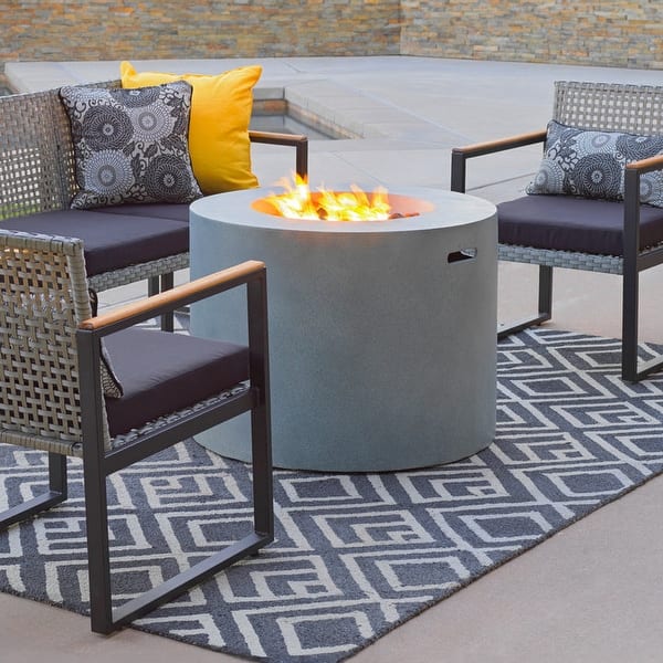 Kinger Home Loren 32-Inch Outdoor Patio Propane Gas Concrete Fire Pit ...
