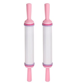 2pcs Pattern Embossed Rolling Pin PP 37cm x 4cm Flat - Pink, White ...