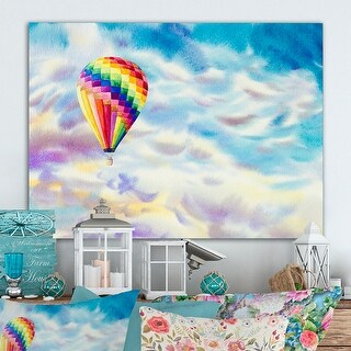 Designart "Colorful Air Balloons Landscape" Traditional Canvas Art ...