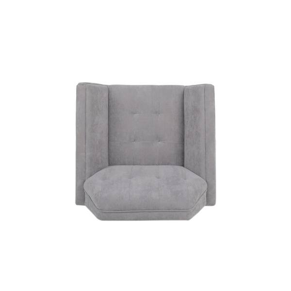 Trapezoid Fabric Accent Chair Padded Seat Arm Chairs with Birch Wood ...