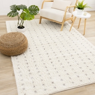 Soft Shag Cream Black Straight Lines Area Rug - On Sale - Bed Bath ...