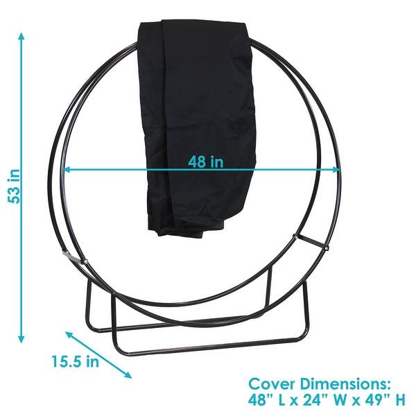 Sunnydaze Firewood Log Hoop Black Steel Easy Access Storage - Multiple ...