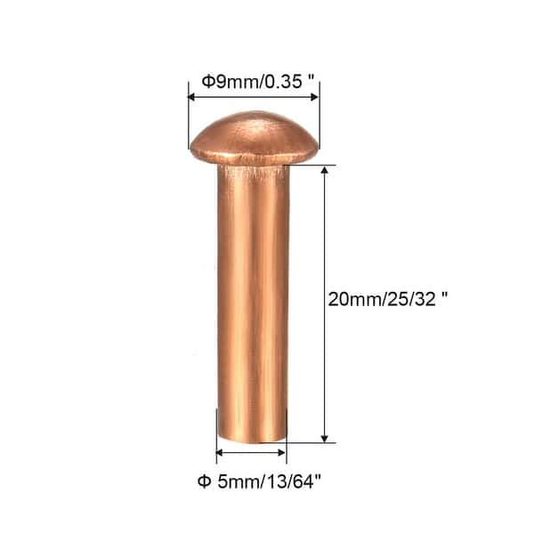 50 Pcs Round Head Copper Solid Rivets Fasteners - Bed Bath & Beyond ...