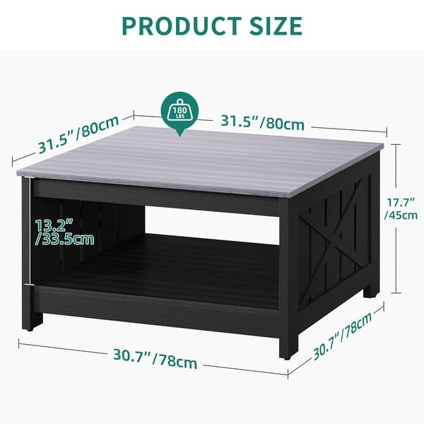 Modern Rustic Square Wood Coffee Table with Storage - Bed Bath & Beyond ...
