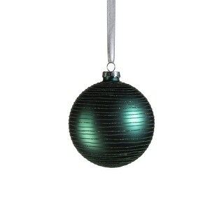 4" Matt Green Glass Ball Ornaments with Glitter, Set of 6 - Bed Bath ...