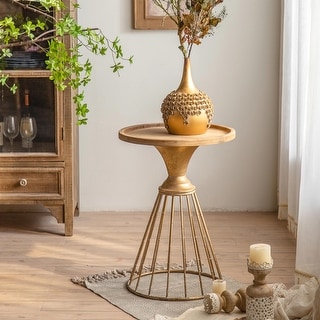 Sturdy Round Coffee Table with Golden Metal Frame - Bed Bath & Beyond ...