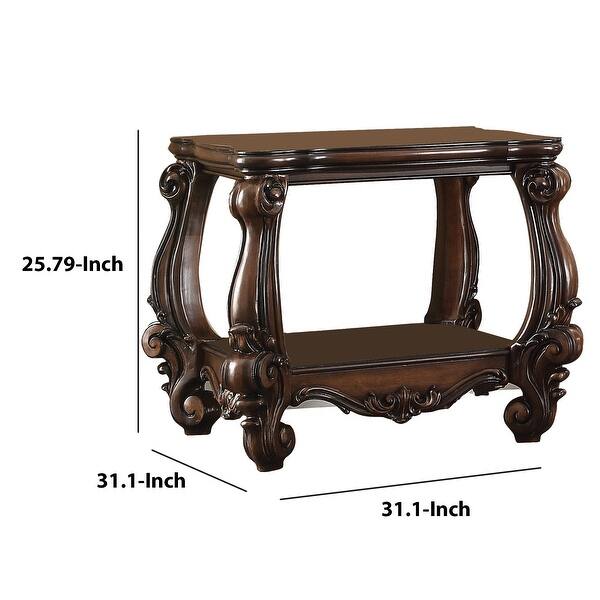 Wooden End Table with Bottom Shelf in Cherry Brown - Bed Bath & Beyond ...