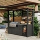 Patio Grill Workstation with Fridge Slot, Hidden Trash Bin & Weather ...