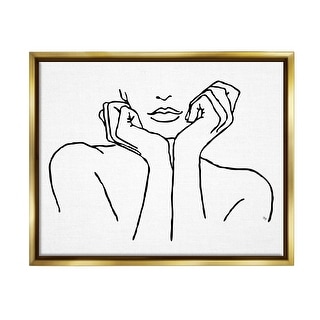 Stupell Woman Face Outline Doodle Framed Floater Canvas Wall Art Design ...
