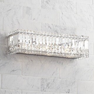 Crystal Columns Modern Wall Light Chrome Hardwired 3-Light Fixture - 23 ...